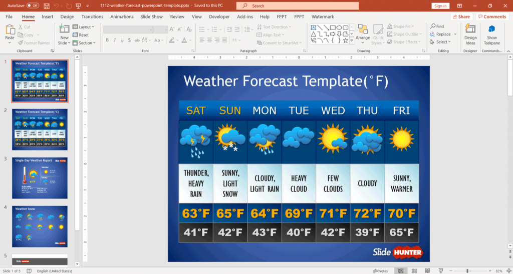 Add weather forecast in PowerPoint presentation