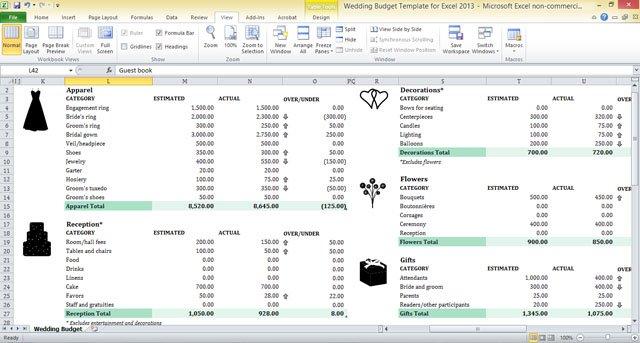 Wedding Budget Template for Excel