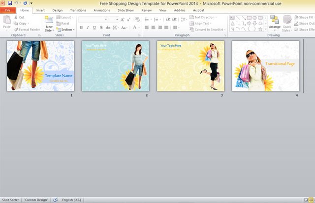 Free Shopping Design Template for PowerPoint 2013