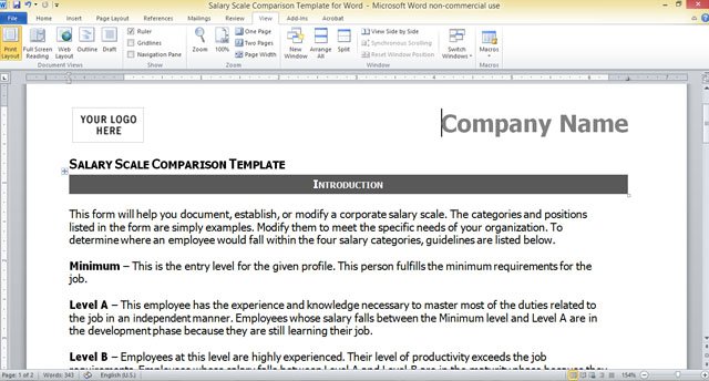 Salary Scale Comparison Template for Word