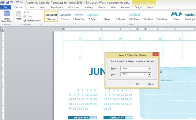 Academic Calendar Template For Word 2013