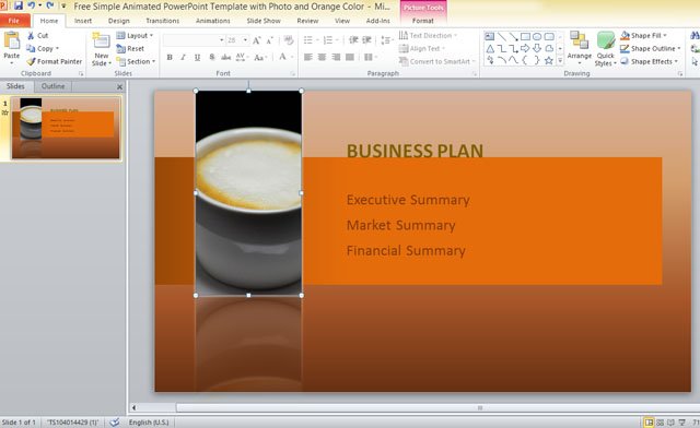 Free Simple Animated PowerPoint Template With Photo And Orange Color