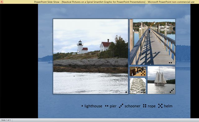 Nautical Pictures On A Spiral SmartArt Graphic For PowerPoint Presentations