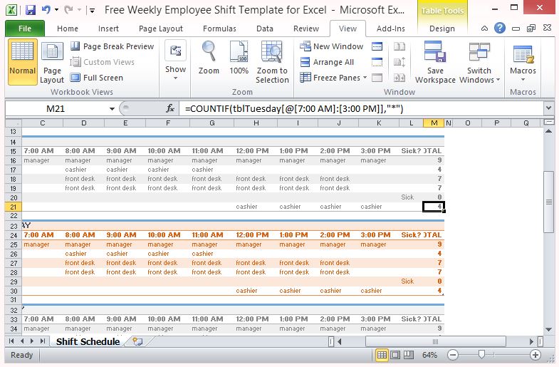 Free Weekly Employee Shift Template for Excel