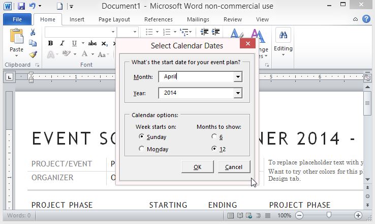 Free Event Schedule Tracker Template For Word 2013