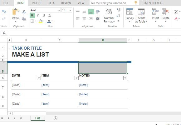 Task List Maker Template For Excel