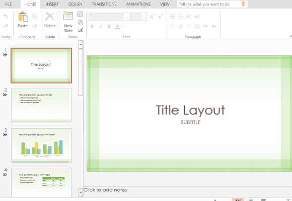 Sheer Green Border Design Widescreen PowerPoint Template