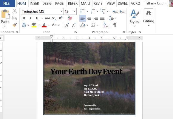 Earth Day Event Template For Word