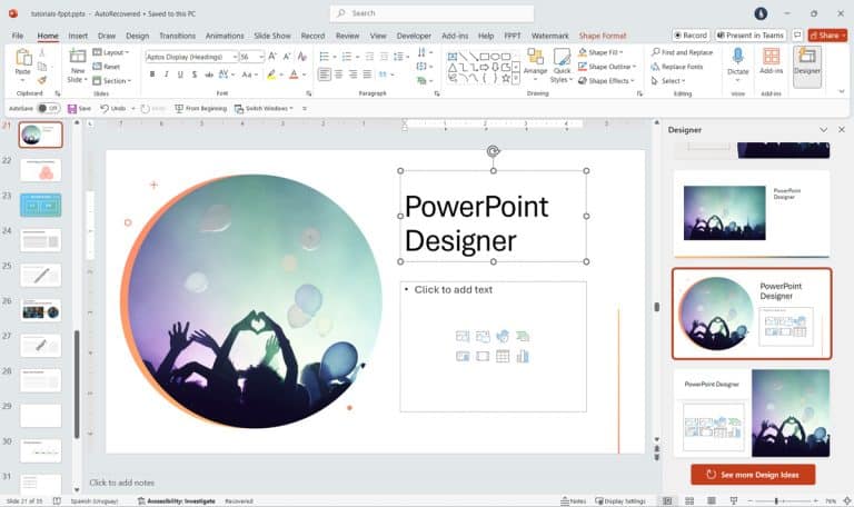 What is PowerPoint Designer? Now "Design Suggestions"