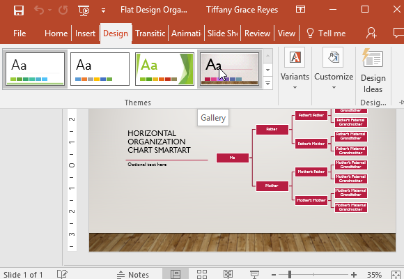 Flat Design Organization Chart For PowerPoint