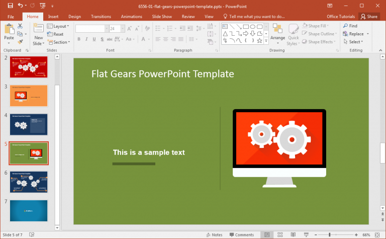 Modern Flat Gears PowerPoint Template