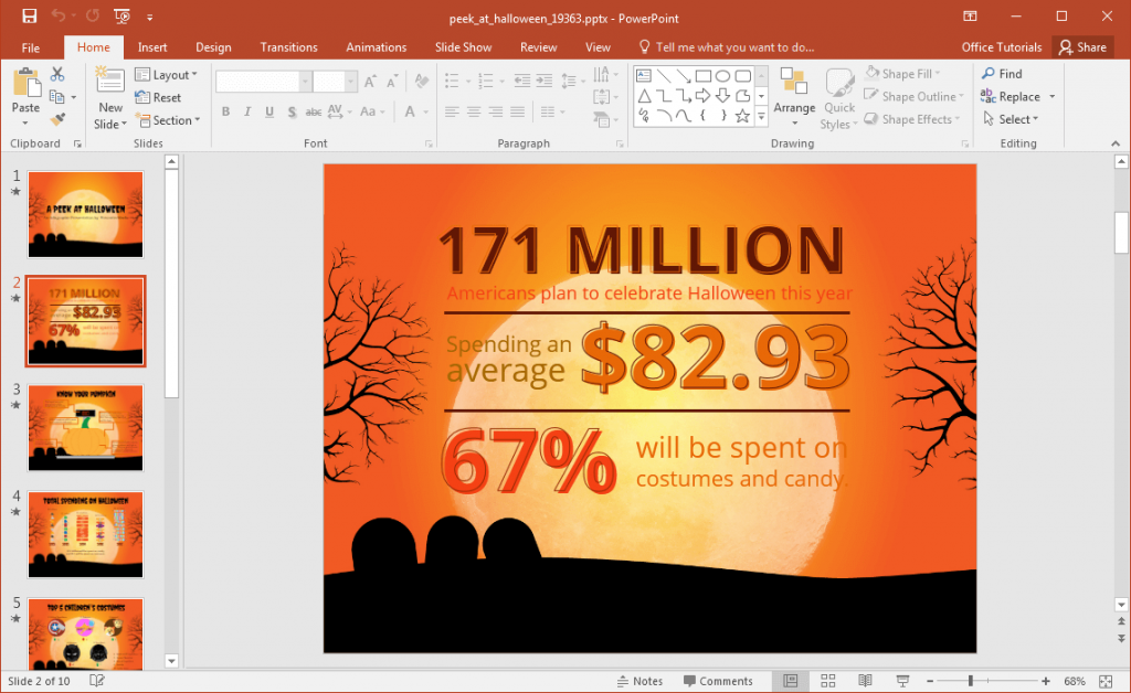 Animated Peek At Halloween PowerPoint Template
