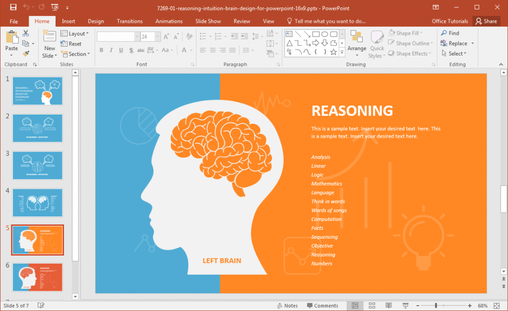 Left Brain Vs Right Brain PowerPoint Template