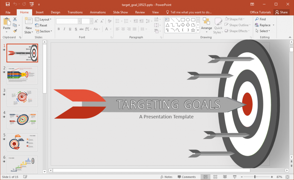 Animated Target Goal PowerPoint Template & PPT Slides