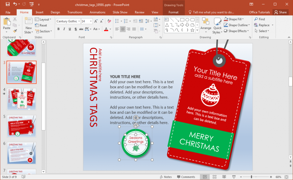 Animated Christmas Tags PowerPoint Template