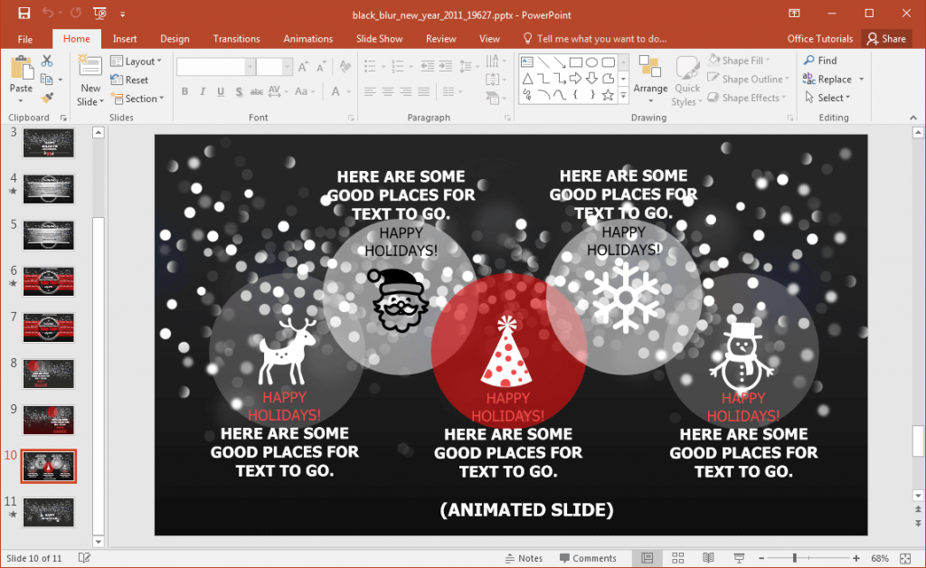 Animated Black Blur New Years PowerPoint Template