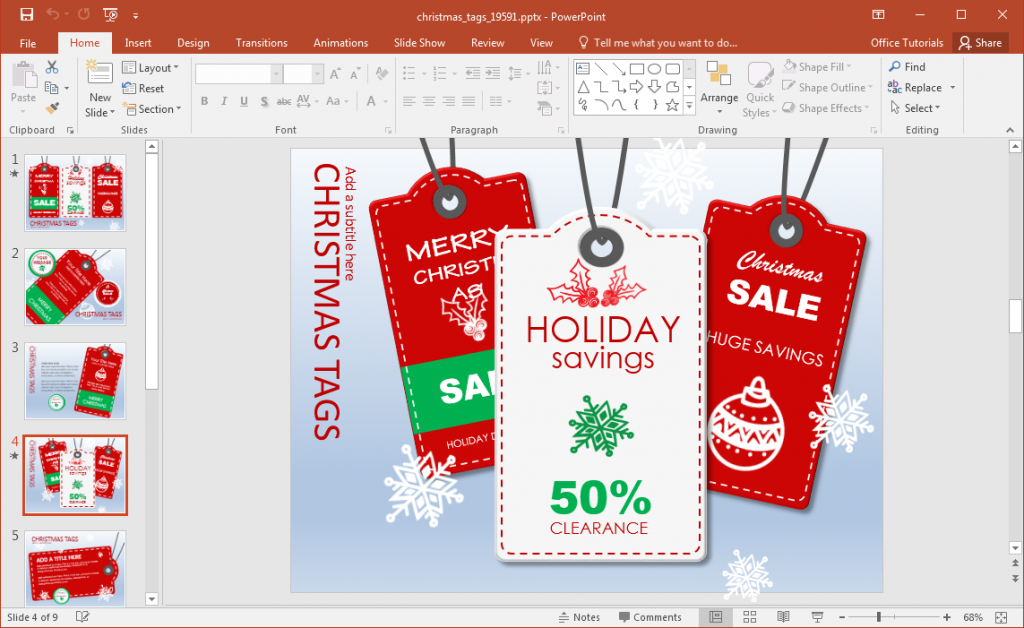 Animated Christmas Tags PowerPoint Template