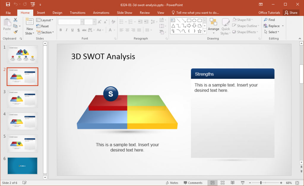 3D SWOT PowerPoint Template