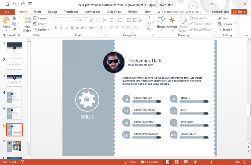 Professional Curriculum Vitae PowerPoint Template