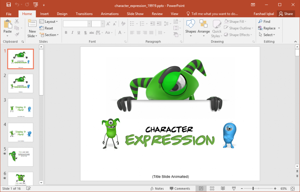 Animated Character Expressions PowerPoint Template