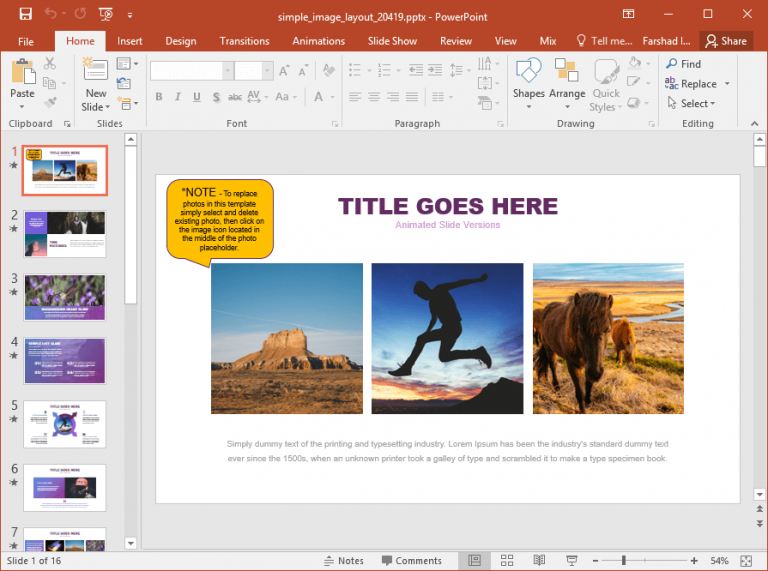 Animated Simple Image Layouts PowerPoint Template