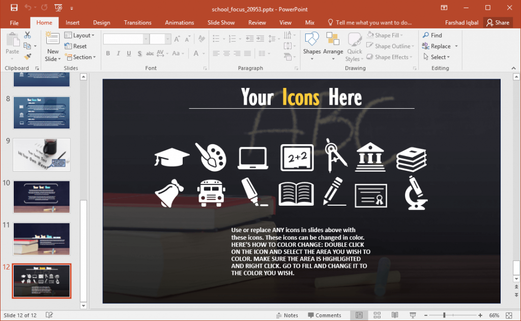 Animated School Focus PowerPoint Template