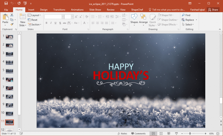 Animated Winter and Holiday Season PowerPoint Template