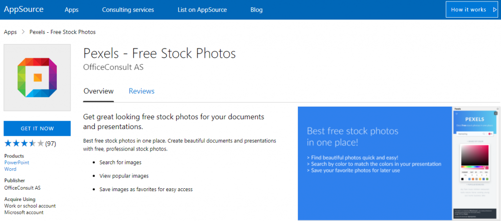 Free Stock Photos for PowerPoint Presentations with Pexels Add-in