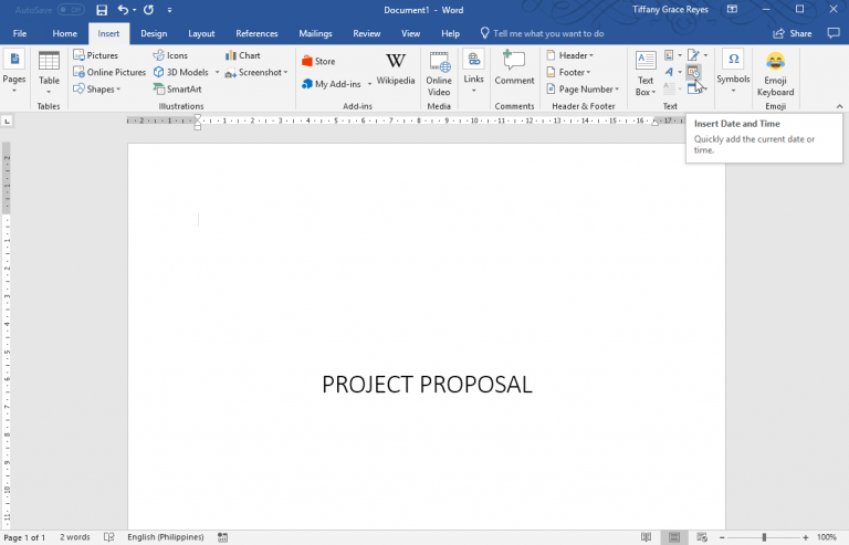 Create a Word Document with Self Updating Date & Time Stamp