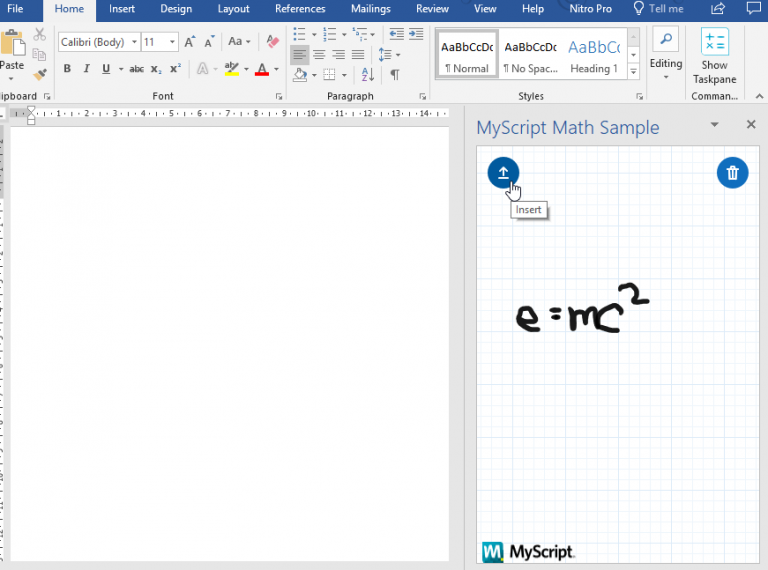 Integrate Math Equations in Word with MyScript Math Sample