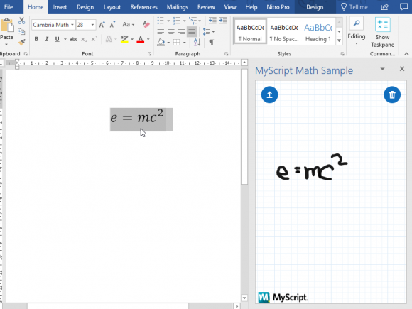 Integrate Math Equations in Word with MyScript Math Sample