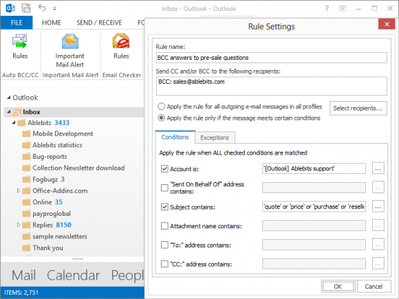 How to Automatically Use CC or BCC for Microsoft Outlook