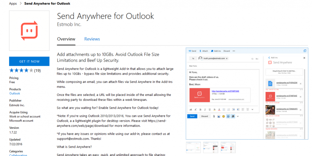 Send Emails Upto 10GB from Outlook with Send Anywhere
