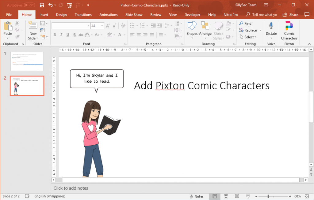 Add Comic Characters to PowerPoint with Pixton Comic Characters