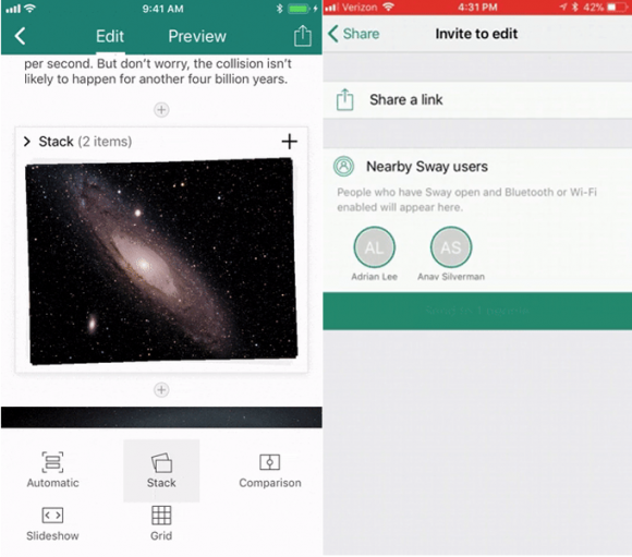 Sway for iPhone and iPad