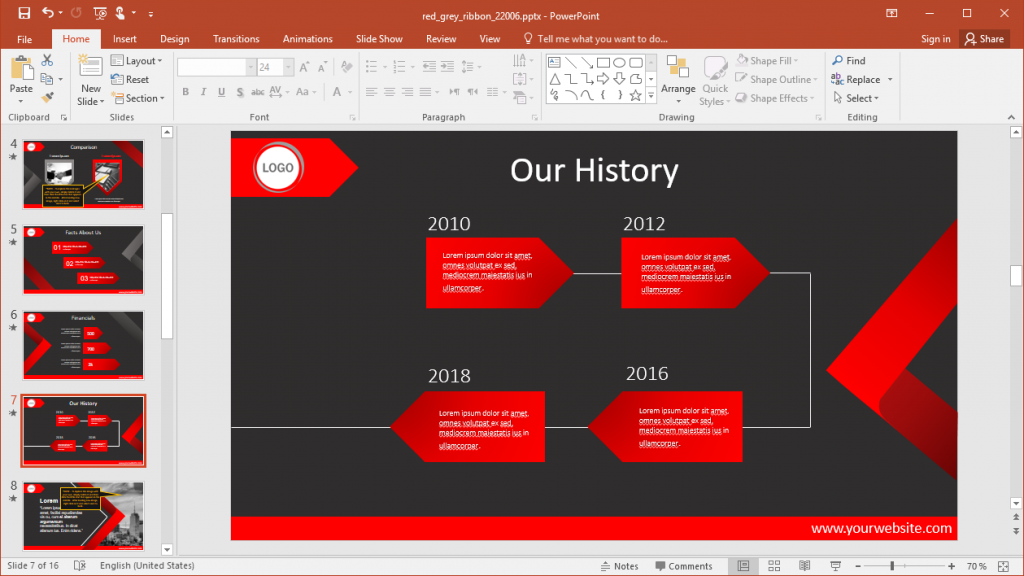 Animated Red Ribbon PowerPoint Template