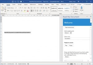 Read My Document Add-in Reads Out Office Documents