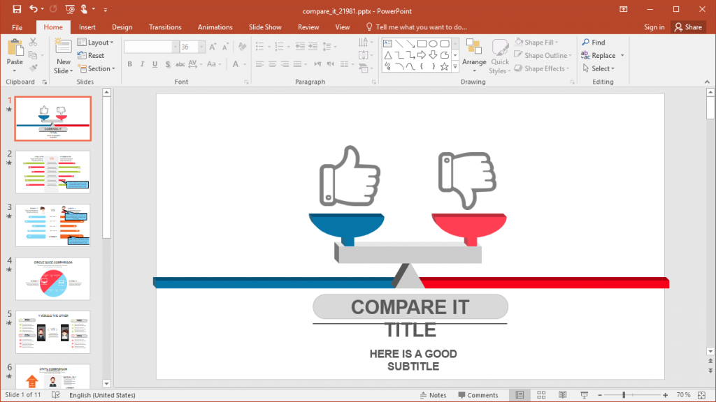 Animated Compare It PowerPoint Template (Comparison Slides)