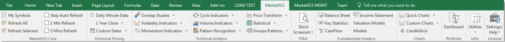 Get Live Stock Quotes in Excel with MarketXLS