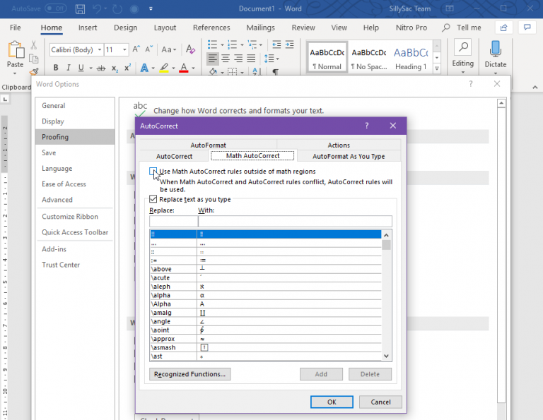 How to Enable Auto Correct for Math in Word