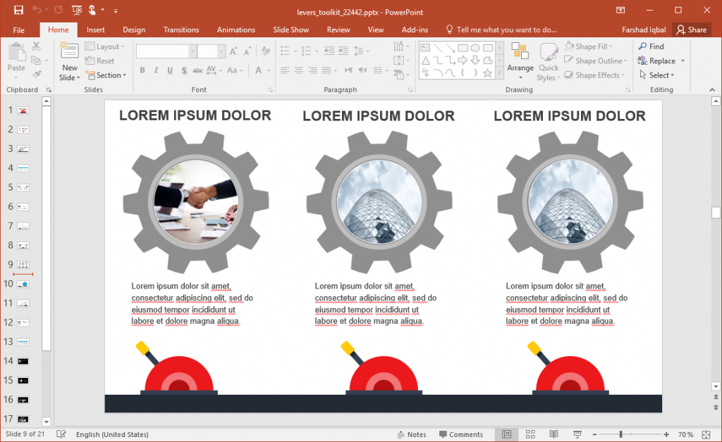 Animated Levers PowerPoint Template