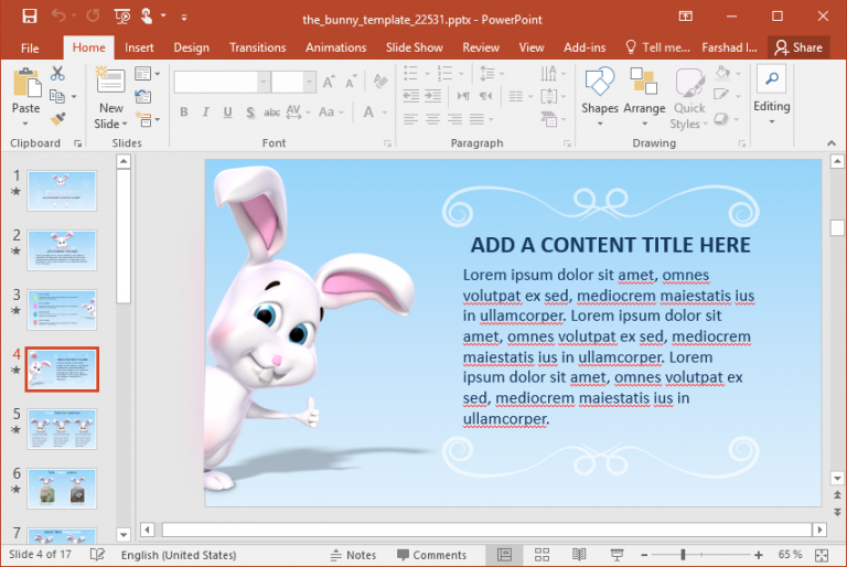 Animated Easter Bunny PowerPoint Template