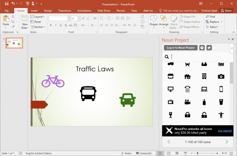 Using The Noun Project in PowerPoint Presentations