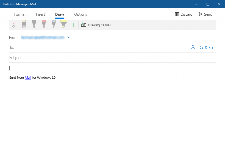 How to Draw Messages in Mail for Windows 10