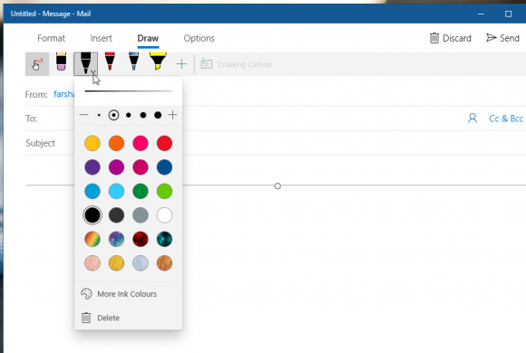 How to Draw Messages in Mail for Windows 10