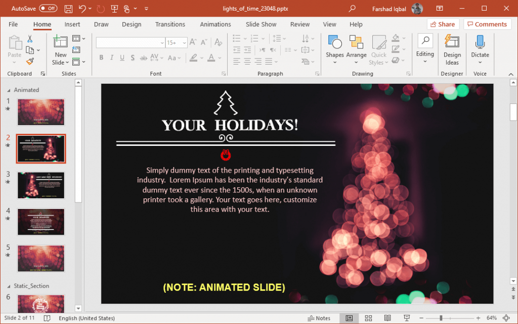 Animated Lights of Time PowerPoint Template