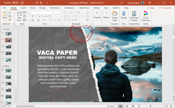 Animated Vaca Paper PowerPoint Template