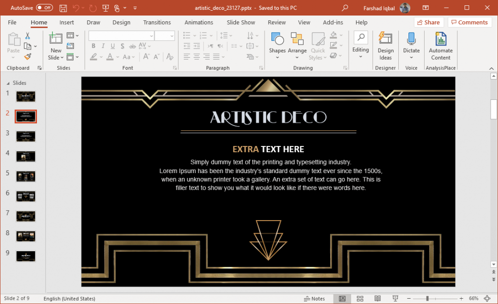 Animated Artistic Deco PowerPoint Template