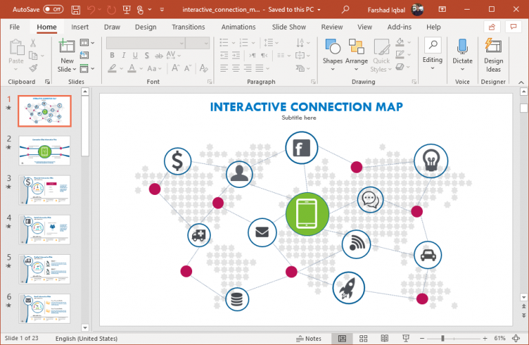 Interactive Connection Map Powerpoint Template