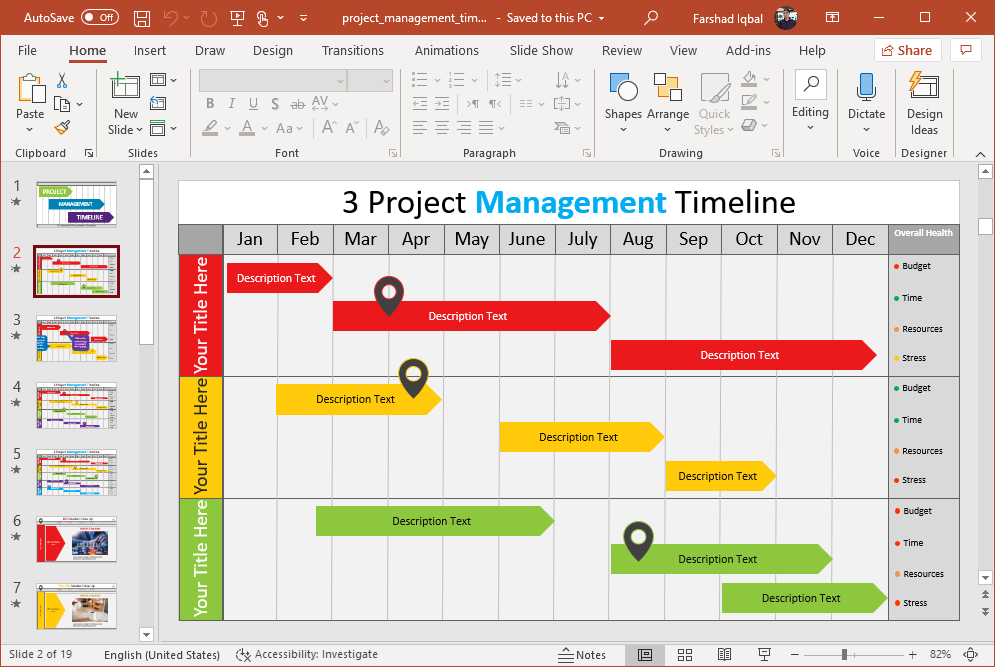 PowerPoint Project Management Timeline Gantt Chart Template